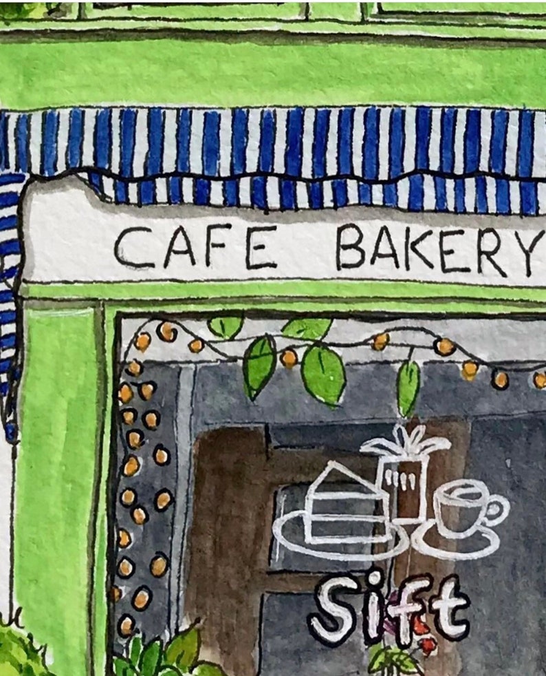 Sift Bakery UK Watercolor – Cozy Café Art Print, British Bakery Wall ...