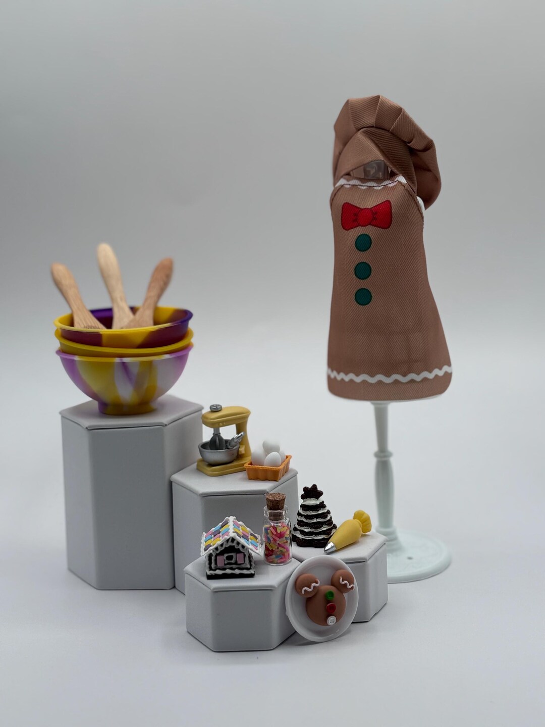 1 Left Deluxe GINGERBREAD Baking Set With Apron for Elf Doll Baking ...