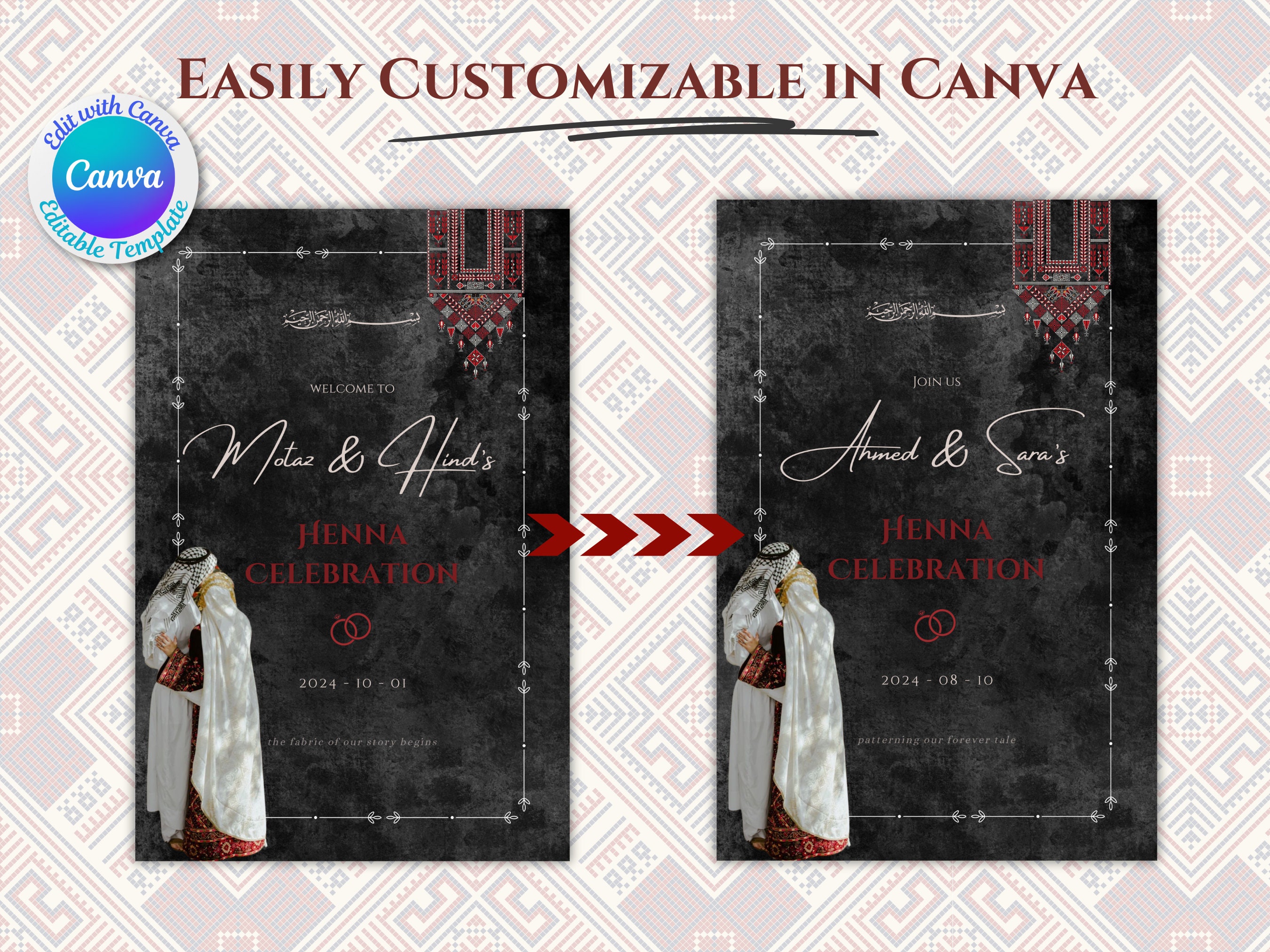 Palestine Welcome to Henna Sign Customizable Template Palestinian ...