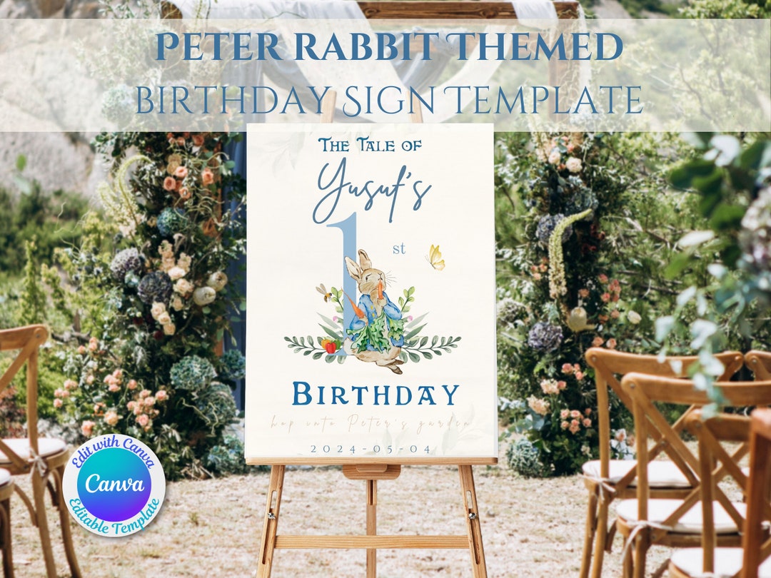 Child Birthday Party Sign, Peter Rabbit Theme, Welcome to Poster ...
