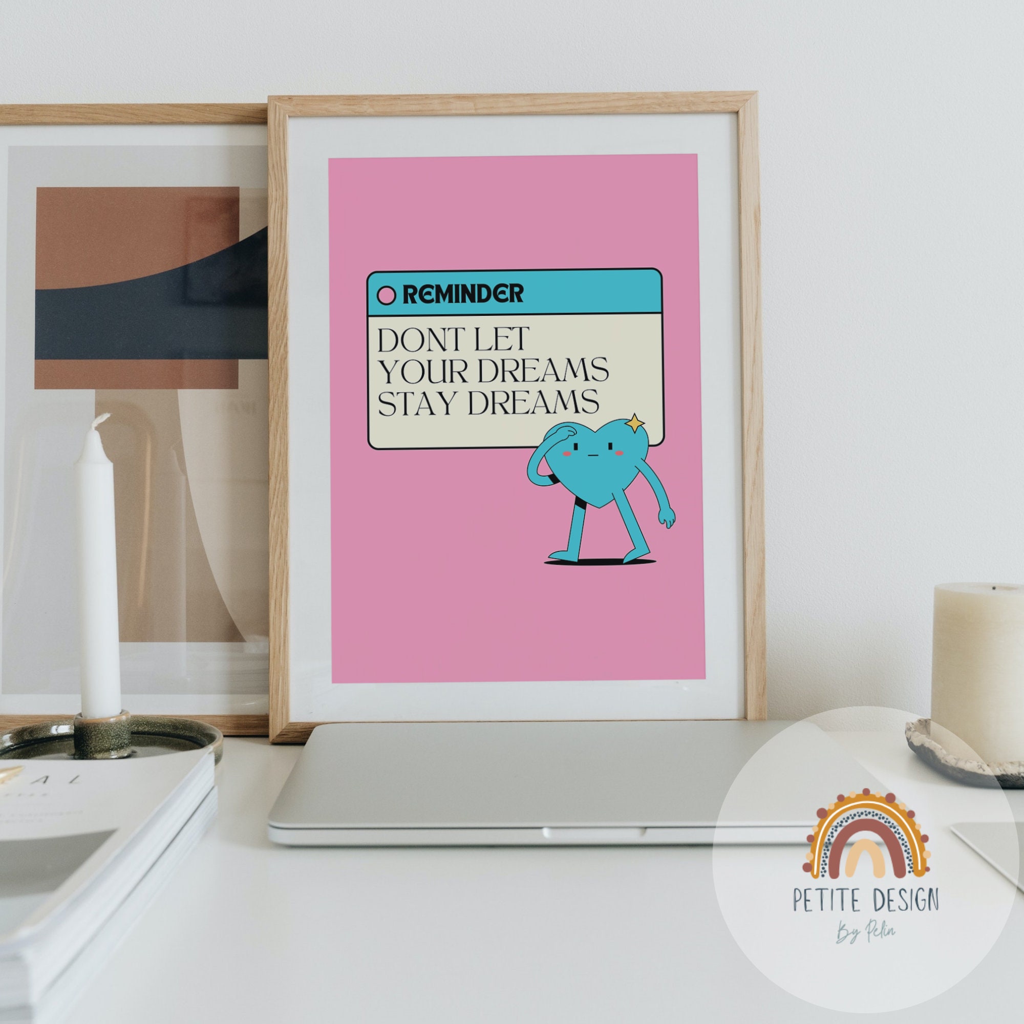 Retro Heart Poster Printable, Positive Affirmation, Motivational Quote ...