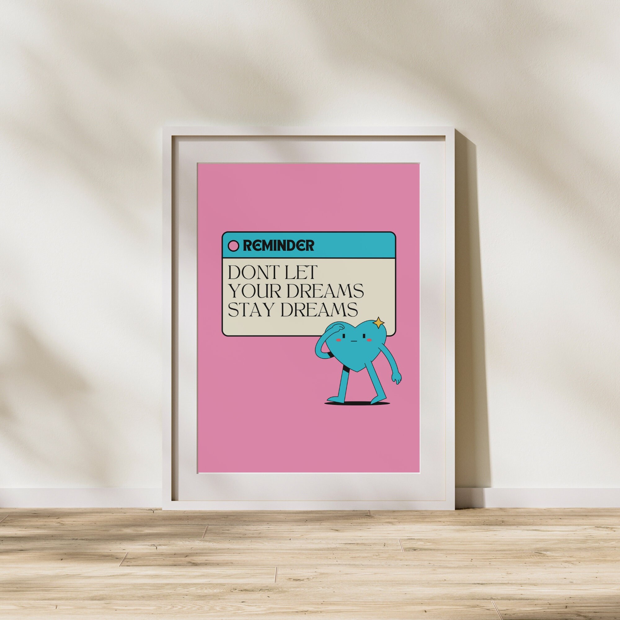 Retro Heart Poster Printable, Positive Affirmation, Motivational Quote ...