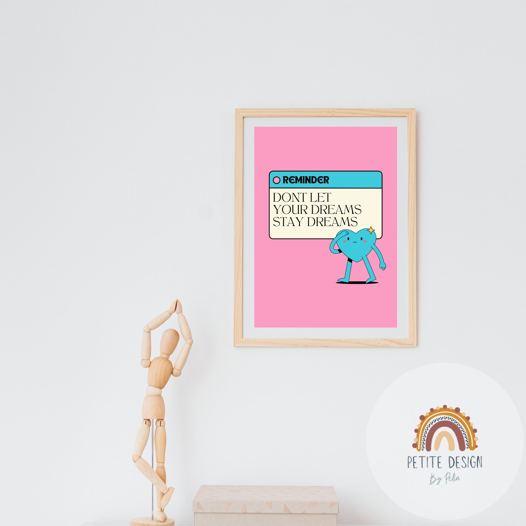 Retro Heart Poster Printable, Positive Affirmation, Motivational Quote ...