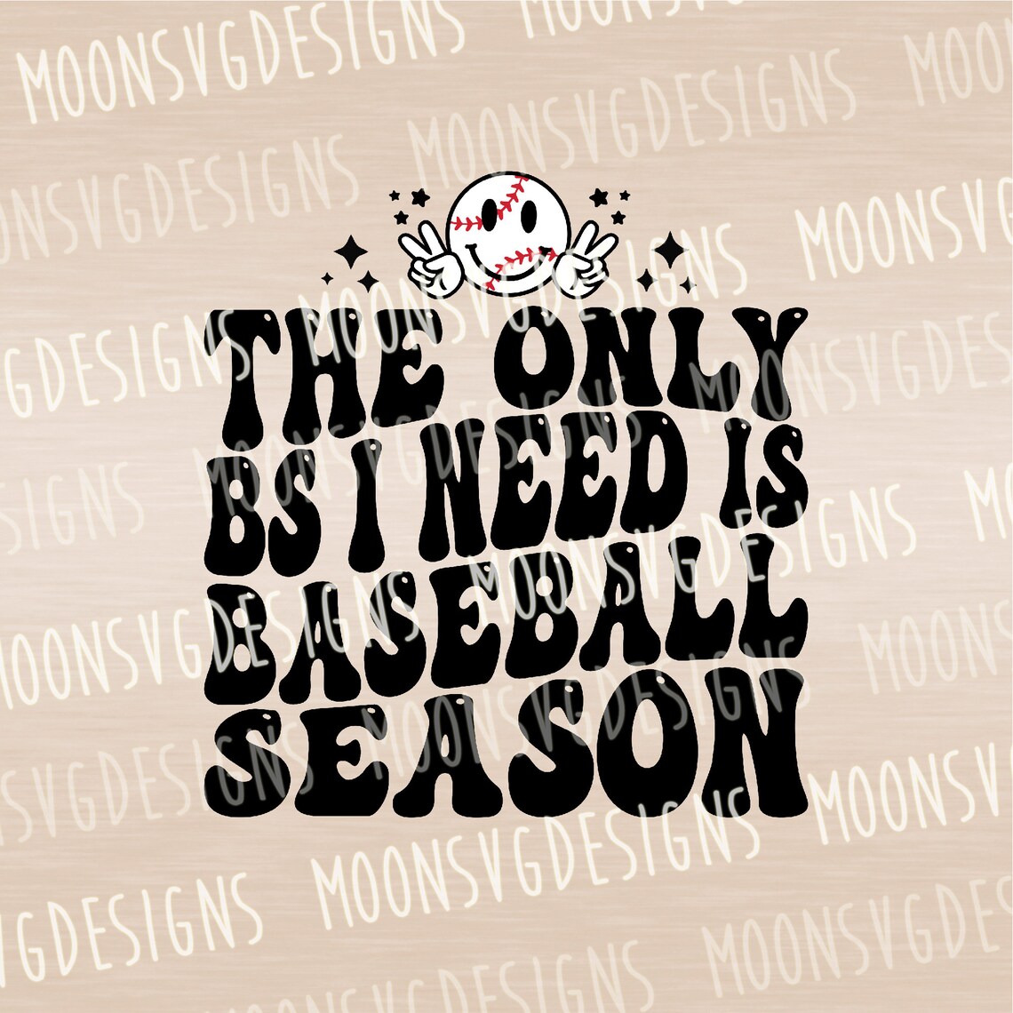 The Only Bs I Need is Baseball Season SVG, Retro Baseball Smiley SVG ...