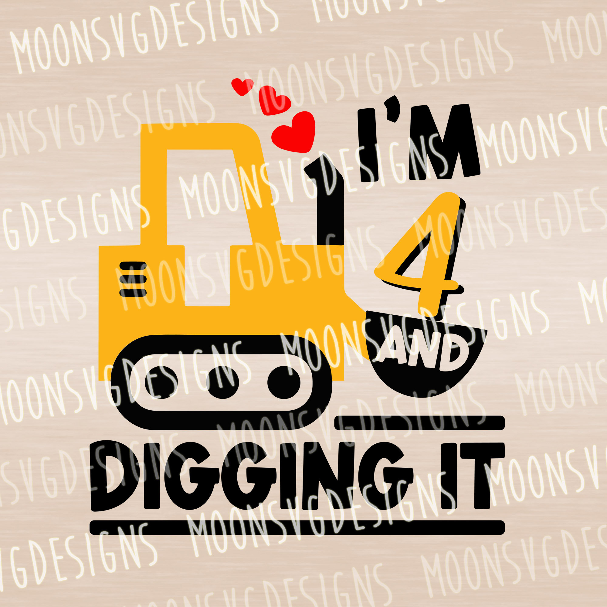 I'm 4 and Digging It SVG, 4 Years Old SVG, Four Birthday SVG, Iron on ...