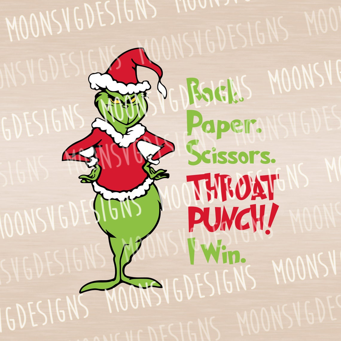 Rock Paper Scissor Throat Punch I Win SVG Grinch SVG Funny - Etsy