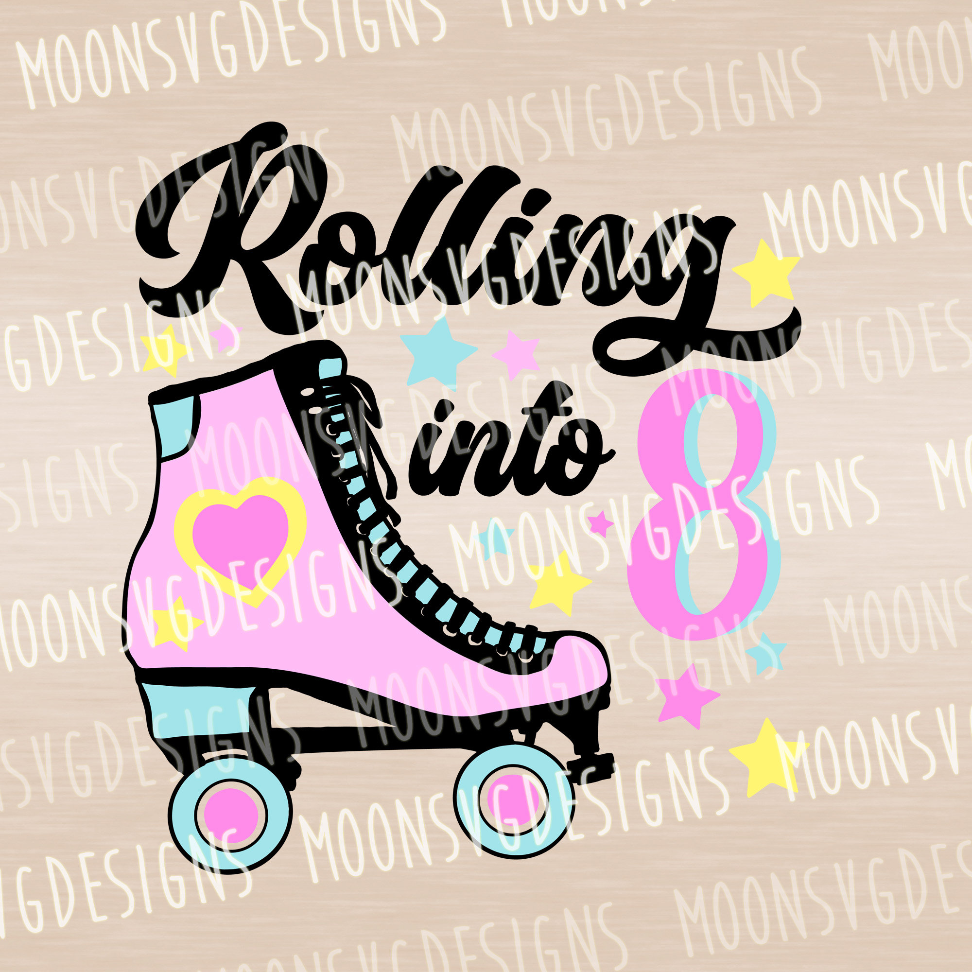 Rolling Into My 8 SVG, Birthday SVG, 8th Birthday SVG, Iron on Svg, Cut ...