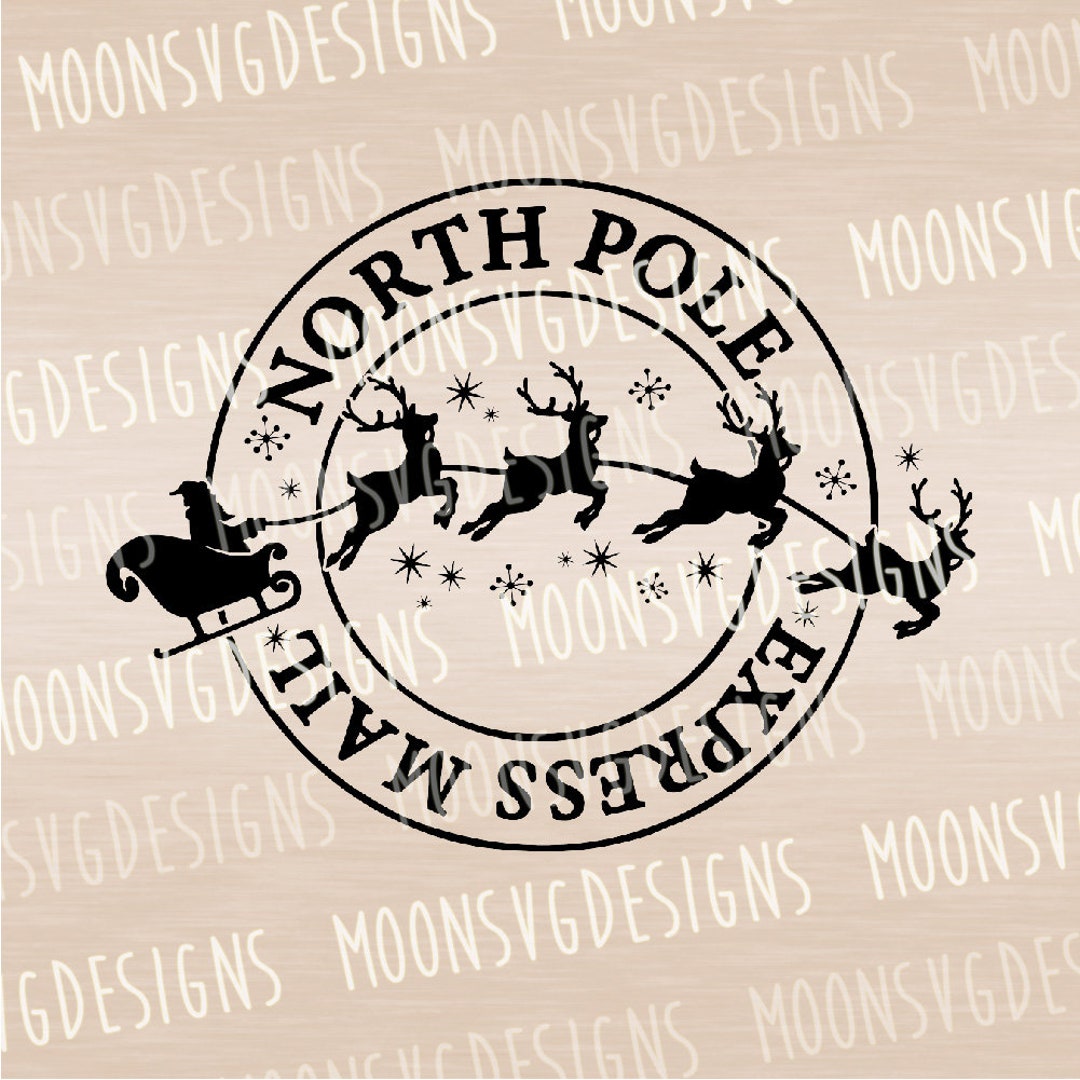 North Pole Express Mail SVG: Santa Sleigh, Gift Wrap (digital Download ...