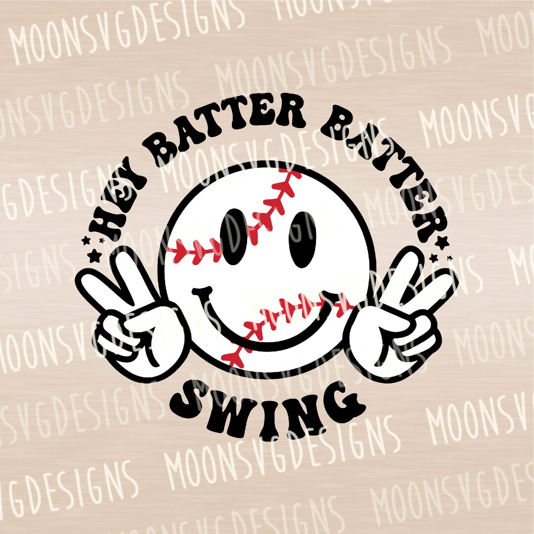 Hey Batter Batter Swing SVG, Retro Baseball Smile SVG, Sport SVG, Iron ...