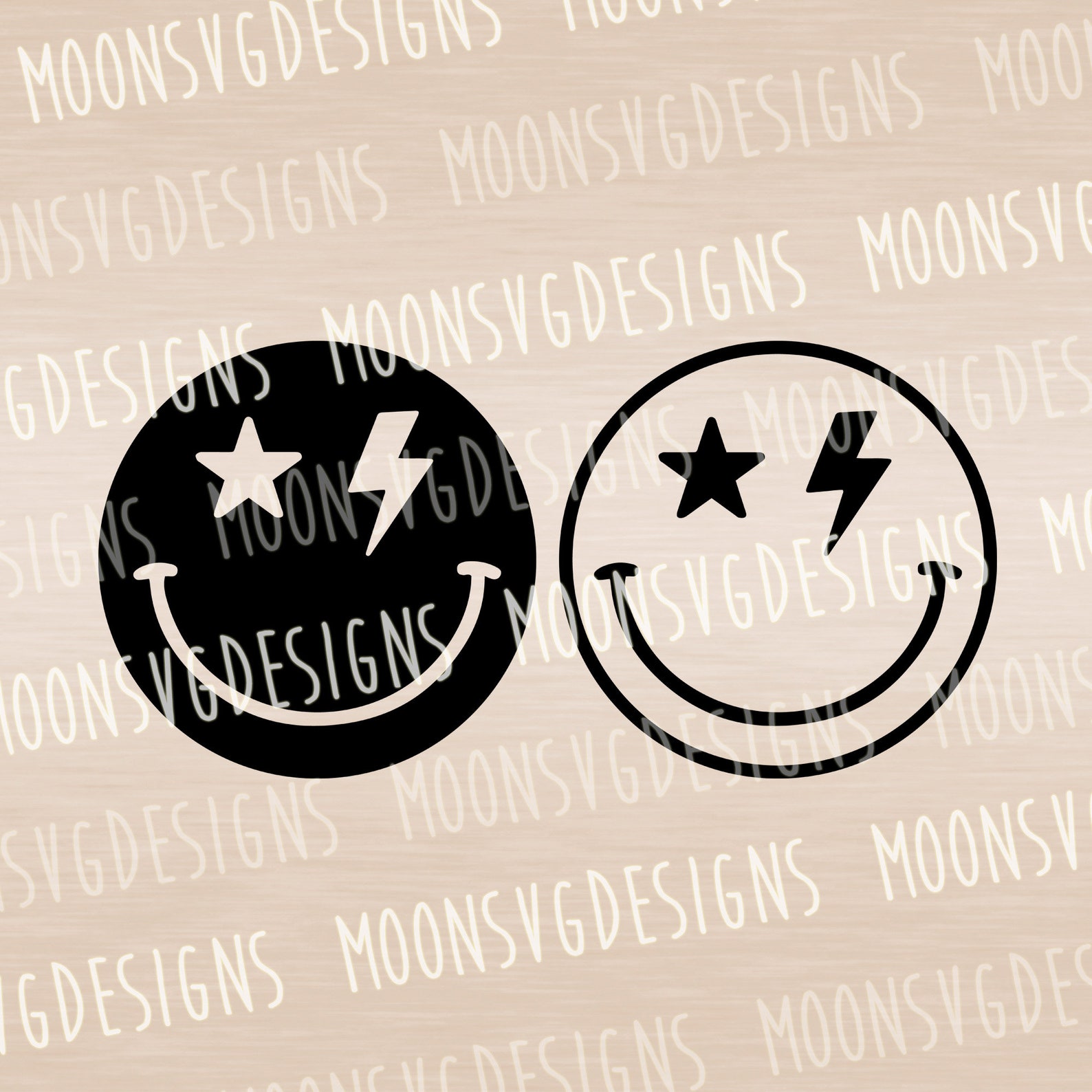 Star Lightning Bolt Smile Face SVG, Lightning Bolt Smile Svg, Star Face ...