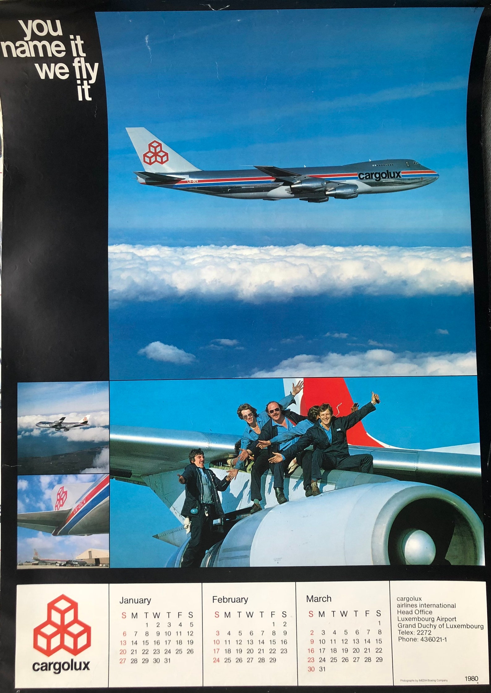 Cargolux Calendar Poster (jan, Feb, Mar) Showing a Boeing B747 ...