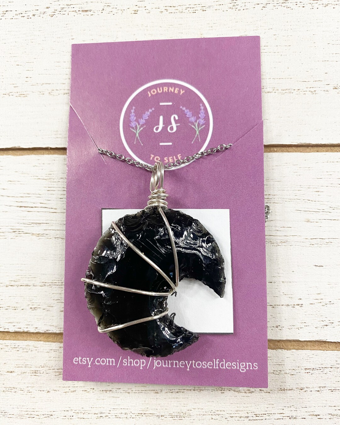 Black Obsidian Moon Necklace - Etsy