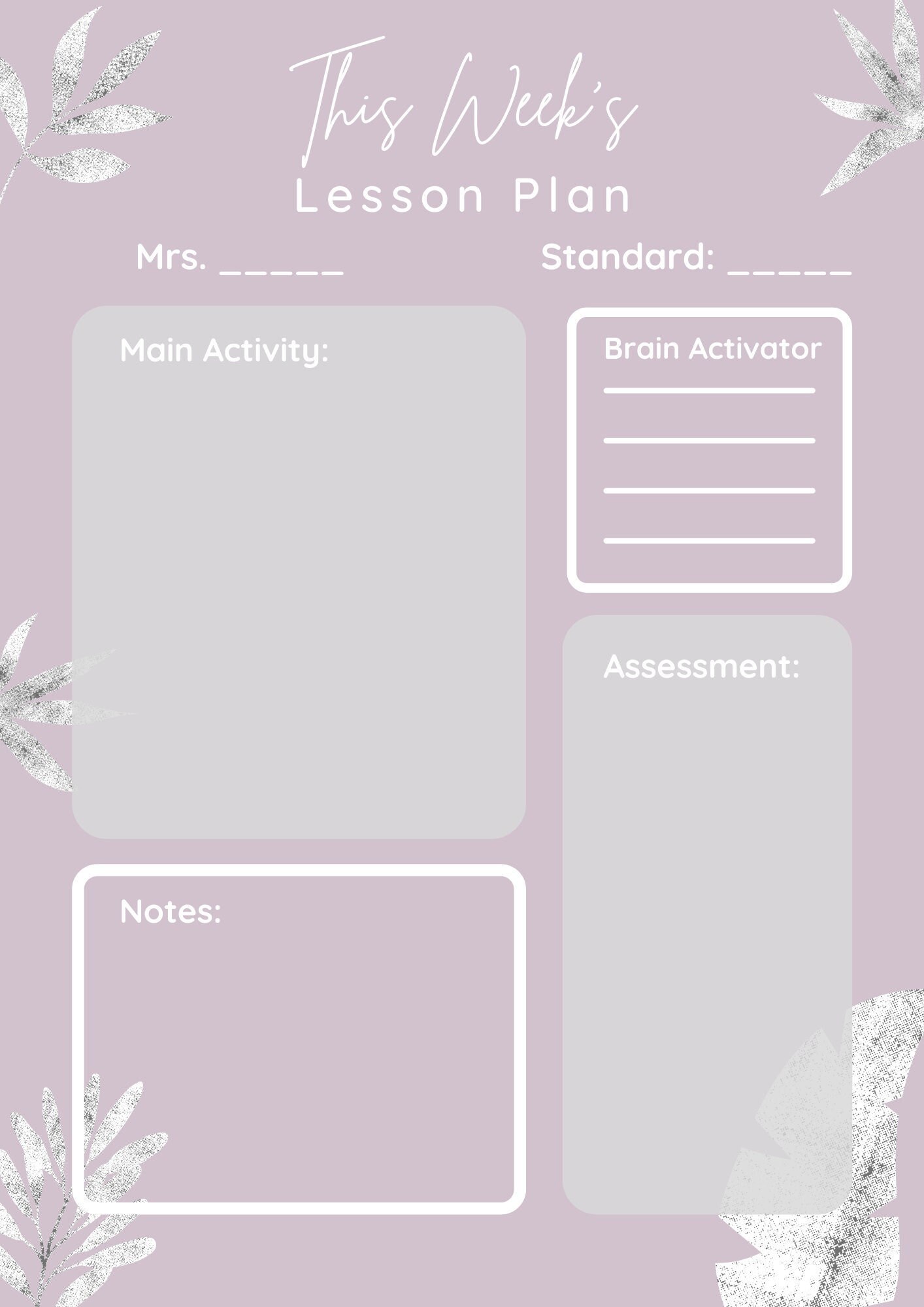 Boho Teacher Lesson Plan - Etsy