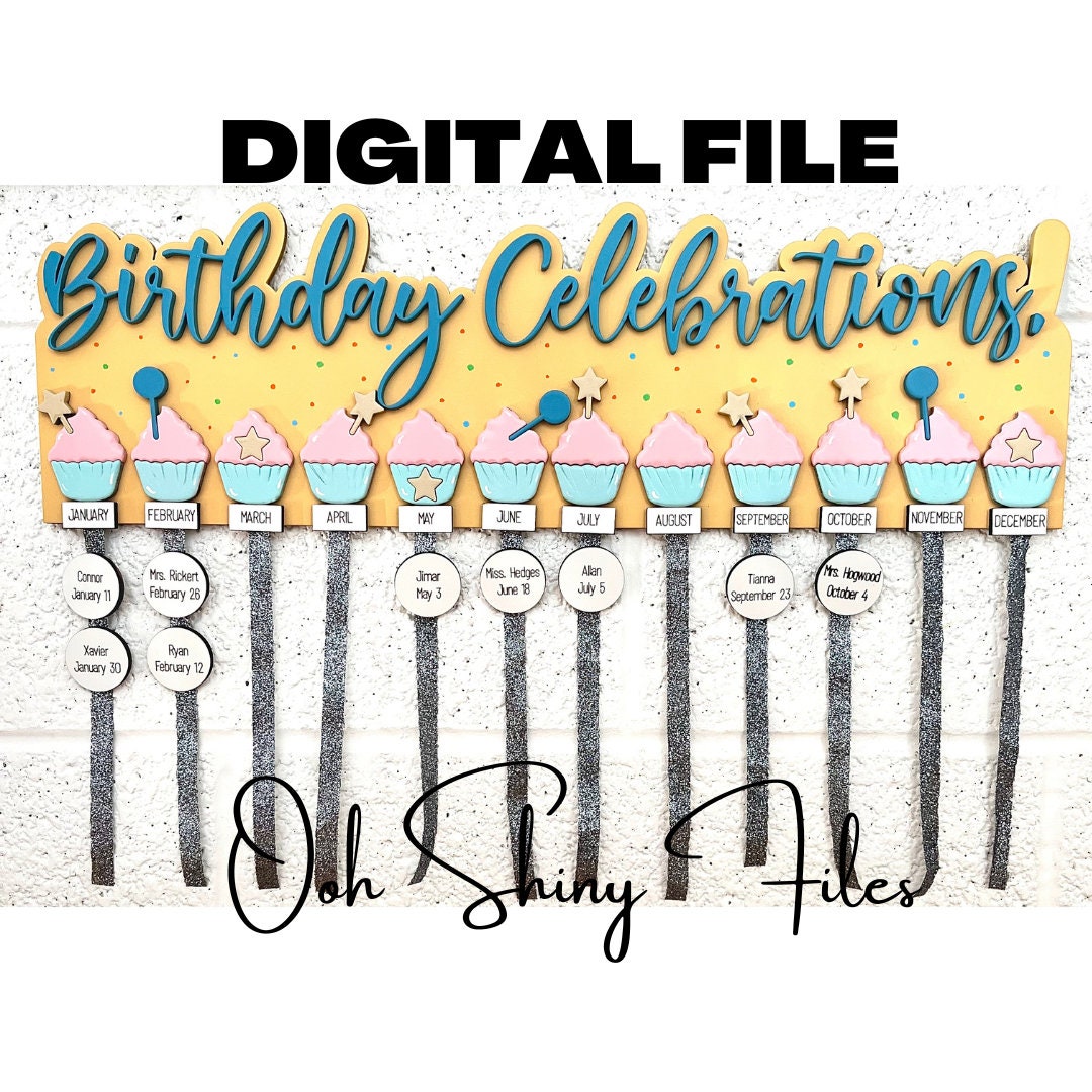 Birthday Chart Board - Laser File, SVG, Digital, Cupcakes - Etsy