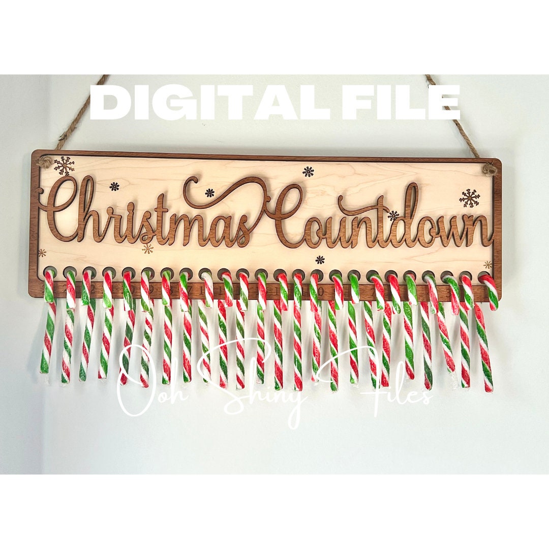 2 Layer Candy Cane Countdown Laser SVG Digital Advent - Etsy
