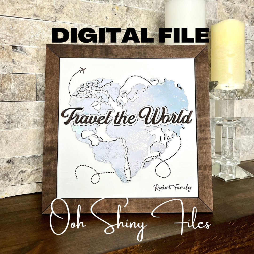 Travel the World Sign With Logbook on Back - SVG, Digital, Laser - Etsy