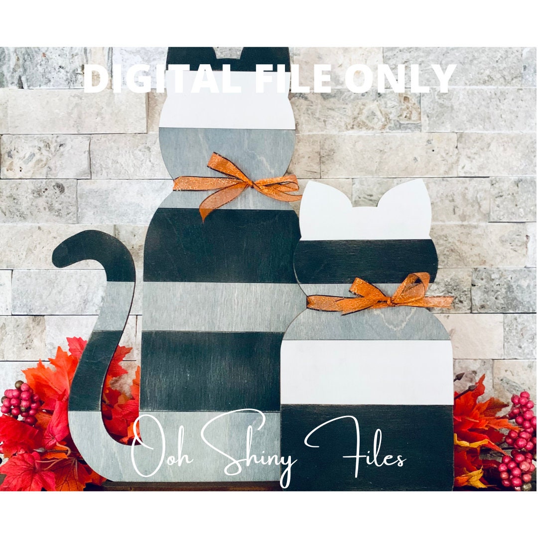 Layered Wood Cats - Laser Cut File, Glowforge, Fall, Halloween, Rustic ...