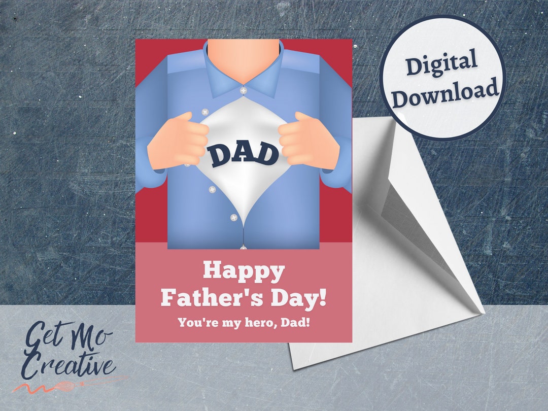 Father's Day Downloadable Digital Card - Dad Hero - Etsy