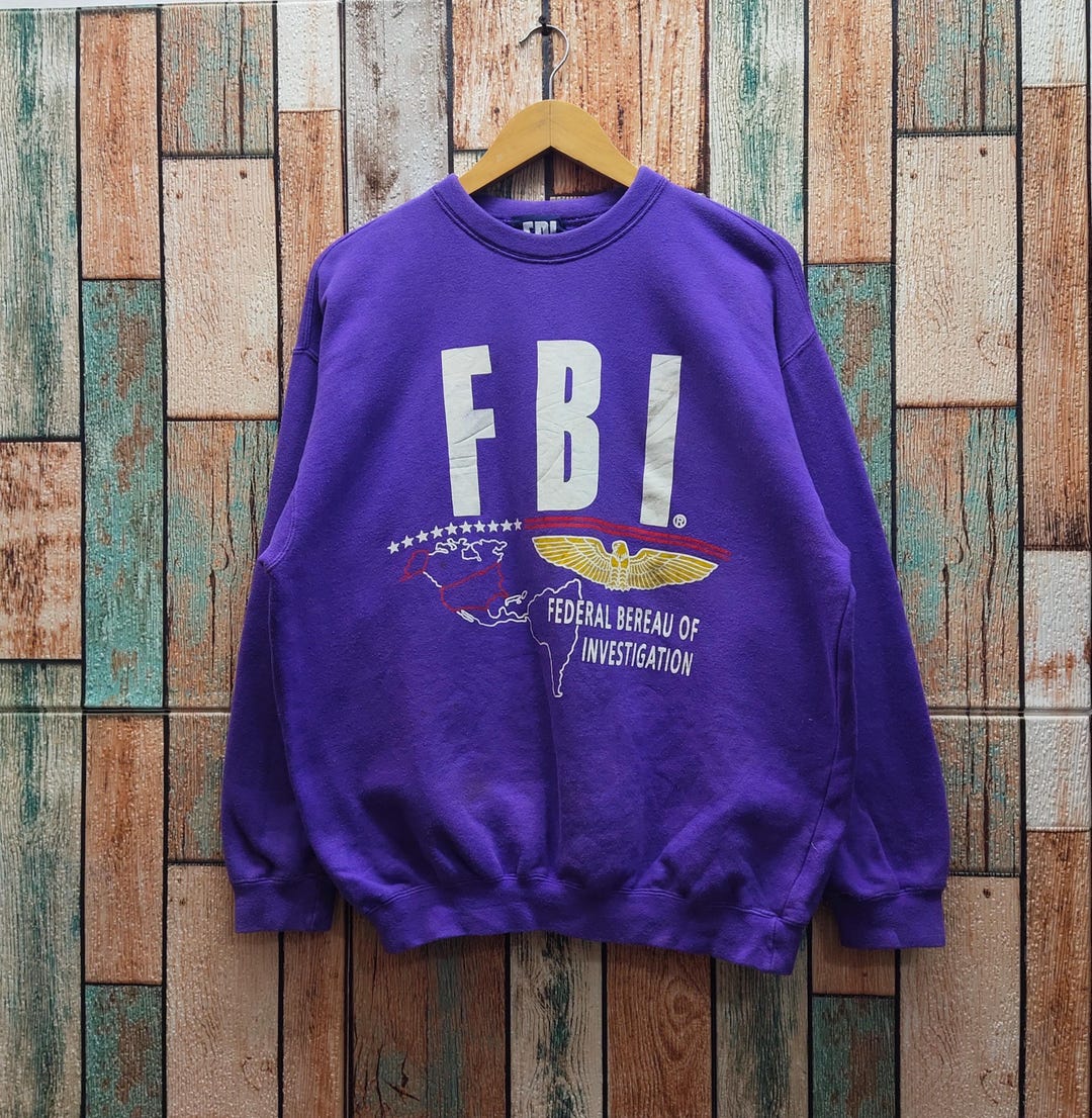 Vintage 90s Distressed FBI Sweatshirt FBI Crewneck FBI Pullover Fbi ...