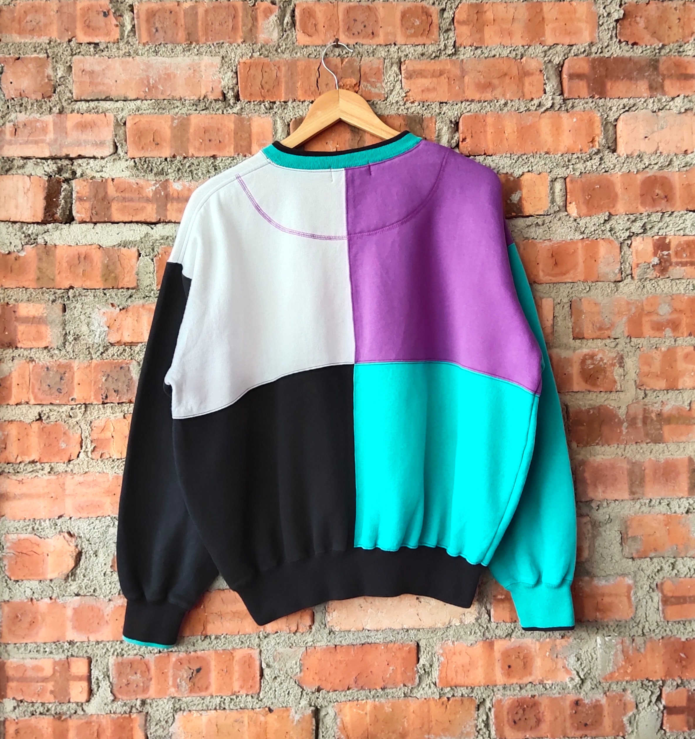 Vintage 90s Cubic Colorblock Sweatshirt Colorblock Crewneck | Etsy