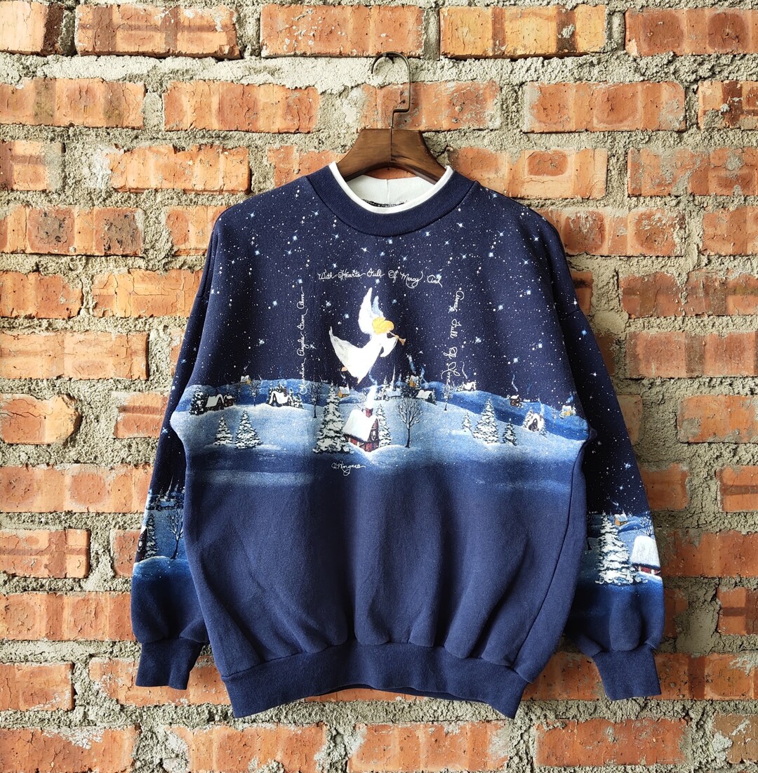 Vintage 90s Distressed Artisans Angels Art Sweatshirt Angels Crewneck ...