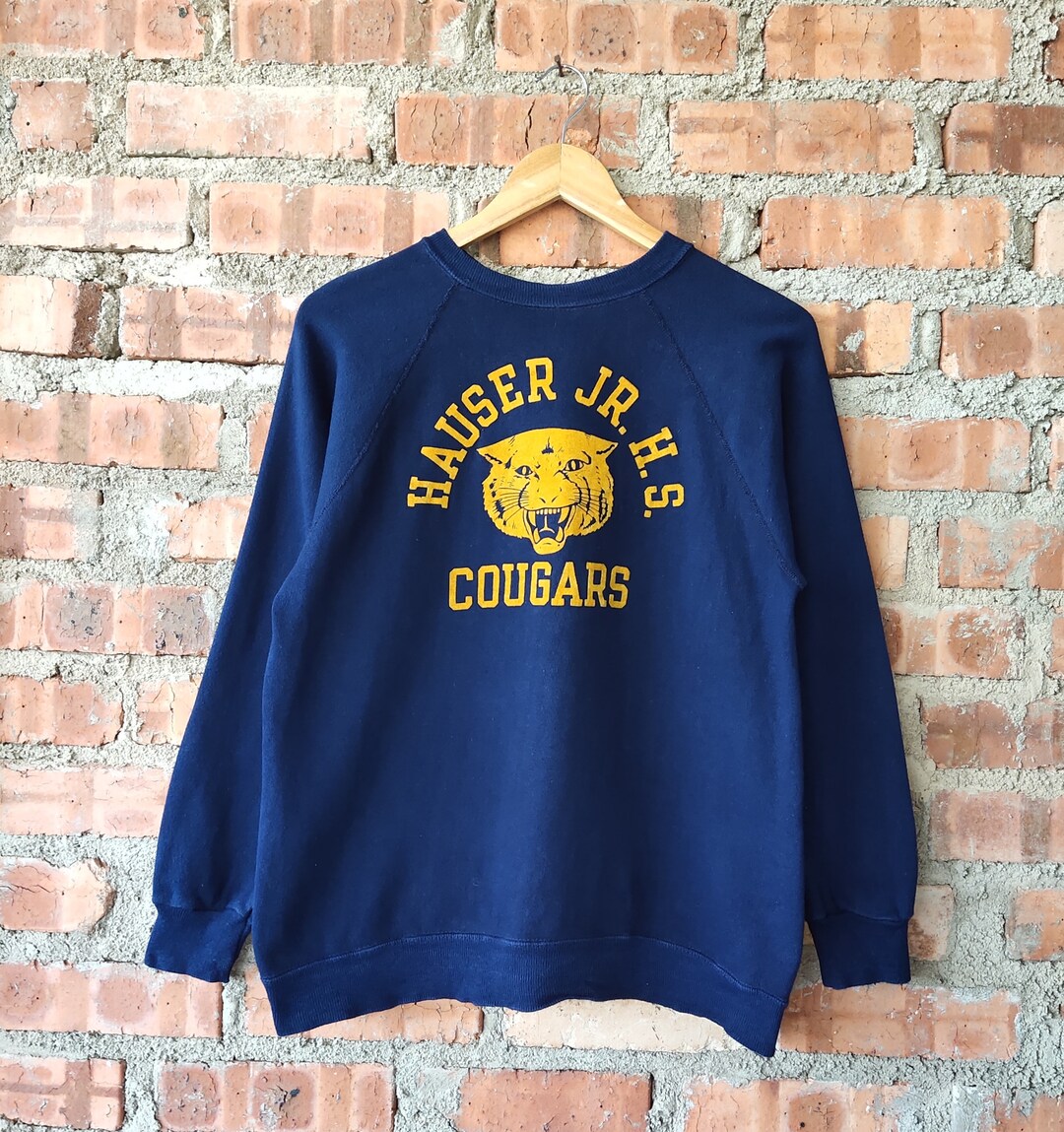 Vintage 80s Hauser JR. H.S. Cougars by Champion Sweatshirt Cougars ...