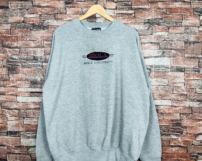 Vintage 90s Distressed Biola University Sweatshirt Biola Crewneck Biola ...