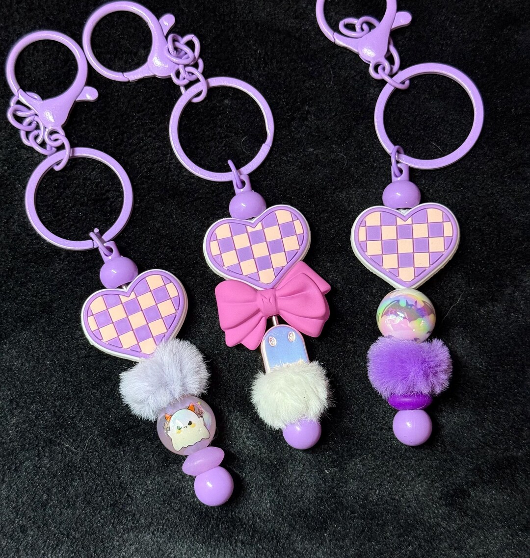 Pastel Goth Girl Keychain/spooky Keychain/bag Decoration/checkered ...