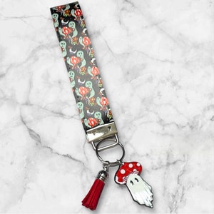 Spooky Cute Ghost Key Fob/flower Ghosts Key Fob/halloween Key Fob/ghost ...