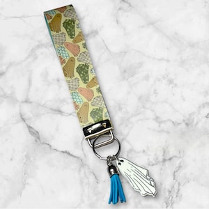 Spooky Cute Ghost Key Fob/flower Ghosts Key Fob/halloween Key Fob/ghost ...