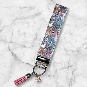 Spooky Cute Ghost Key Fob/flower Ghosts Key Fob/halloween Key Fob/ghost ...