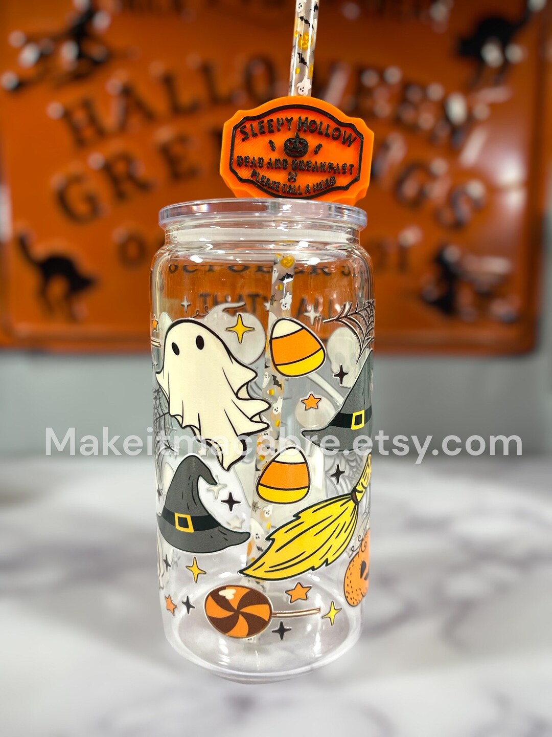 Bundle Classic Halloween Glass Cup/sleepy Hollow/halloween Cup/clear ...
