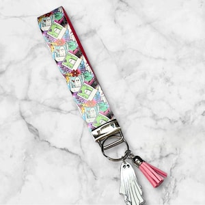 Spooky Cute Ghost Key Fob/flower Ghosts Key Fob/halloween Key Fob/ghost ...