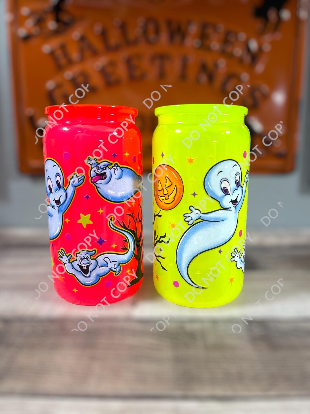 Retro Friendly Ghost Cup/retro Halloween Cup/16 Oz Glass Cup/90's ...