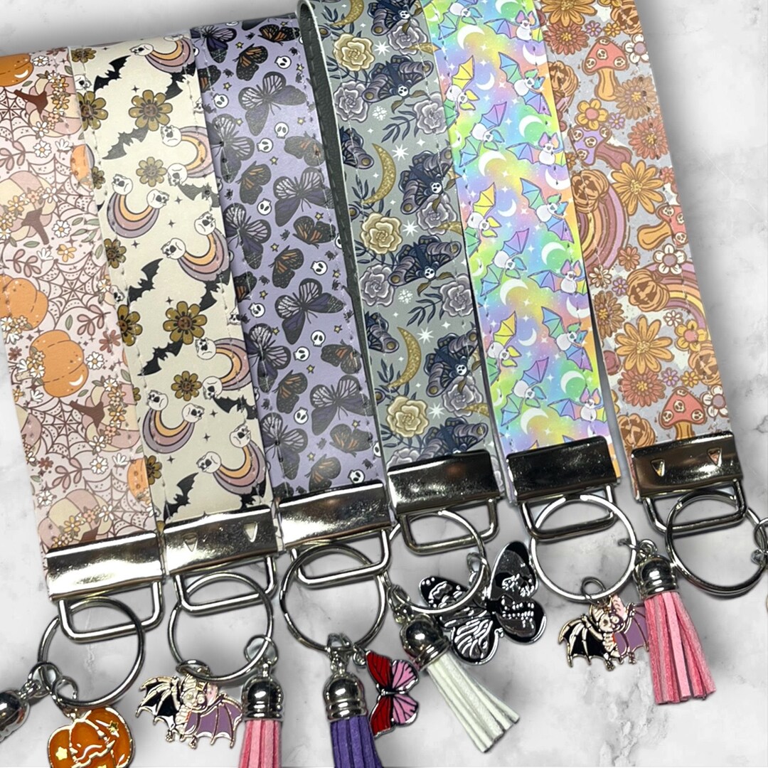 Boho Spooky Cute Key Fob Wristlet/spooky Cute Halloween Key Fob/death ...
