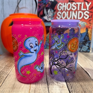 Retro Friendly Ghost Cup/retro Halloween Cup/16 Oz Glass Cup/90's ...