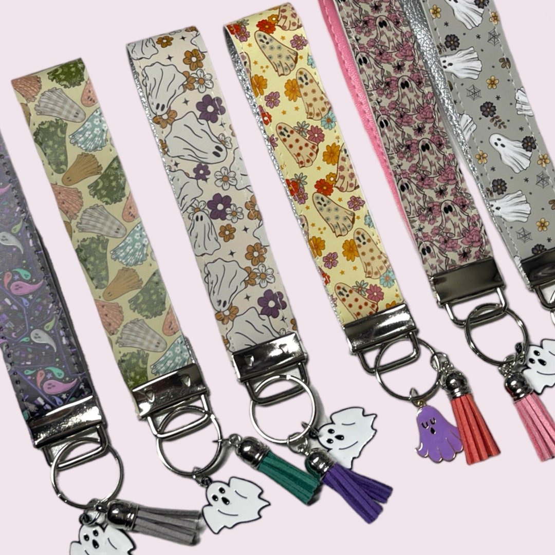 Spooky Cute Ghost Key Fob/flower Ghosts Key Fob/halloween Key Fob/ghost ...