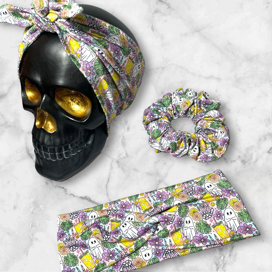 Summerween Tropical Ghosts Head Wrap/tropical Ghosts Head Wrap/summer ...