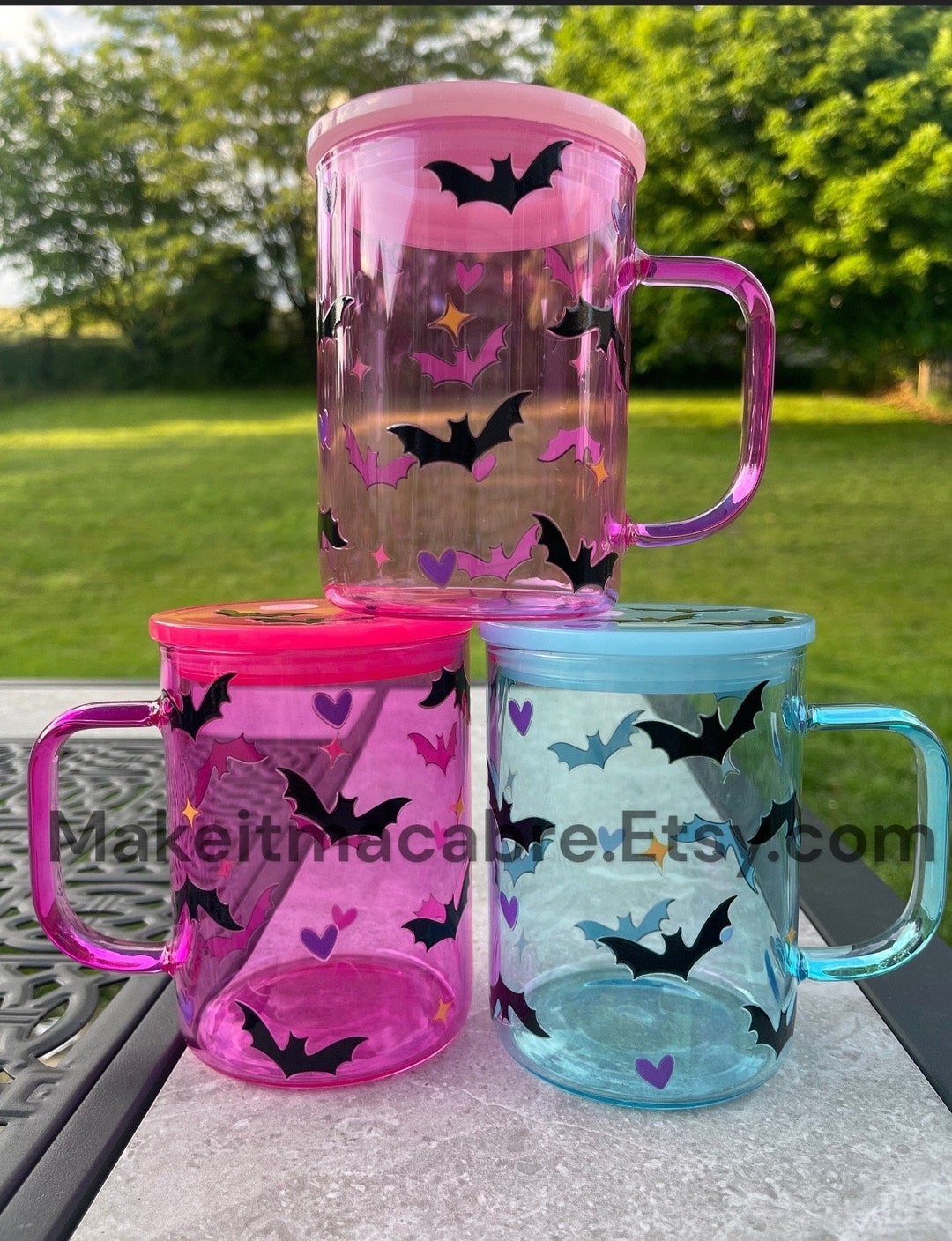 Hearts and Starts Bat Mug/blue Bat Mug/yellow Bat Mug/pink Bat Mug ...
