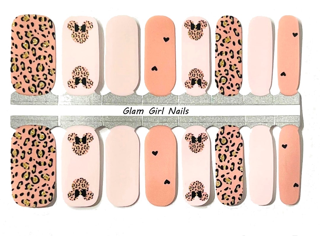 Minnie Mouse Leopard Print Sparkle Nail Polish Strips / Nail Wraps ...