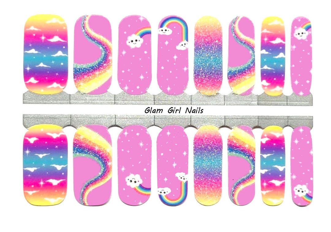 Happy Days Colorful Rainbows and Clouds Nail Polish Strips / Nail ...