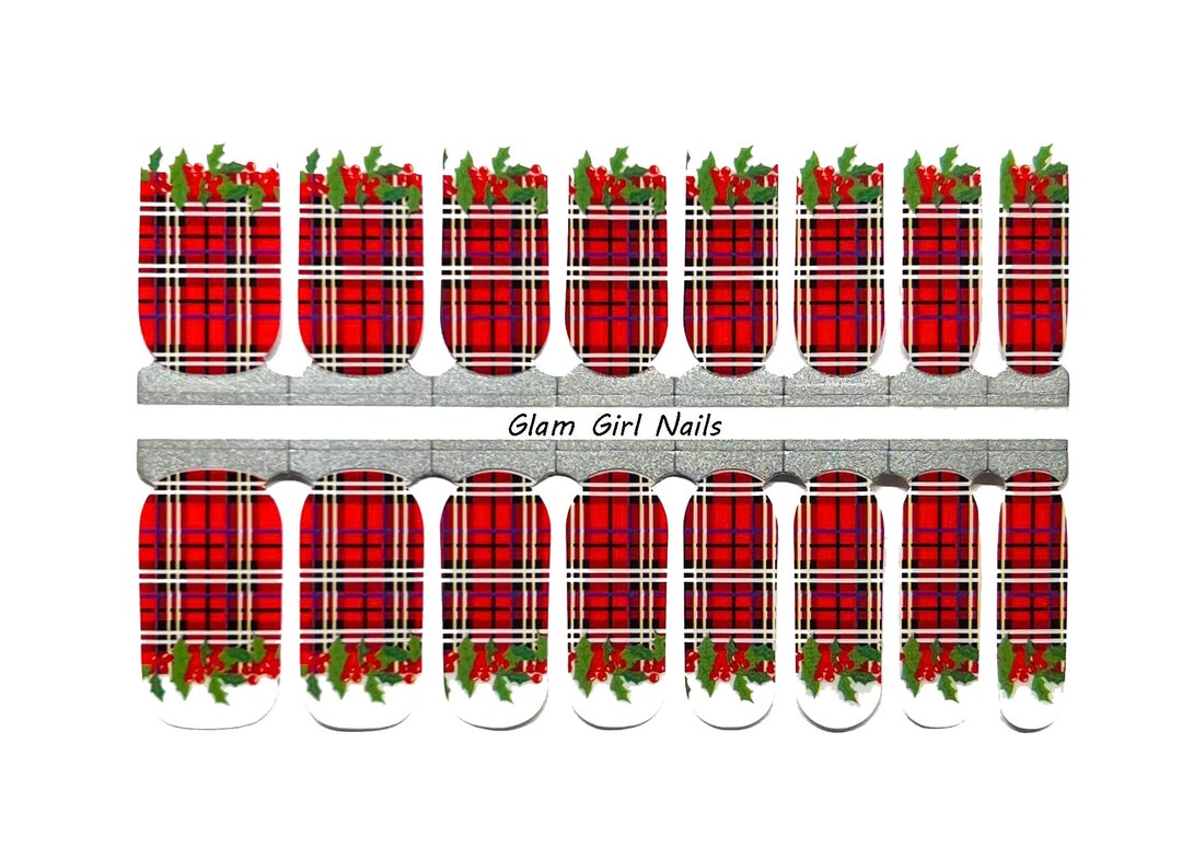 Deck the Halls Plaid Christmas Nail Polish Strips / Nail Wraps - Etsy