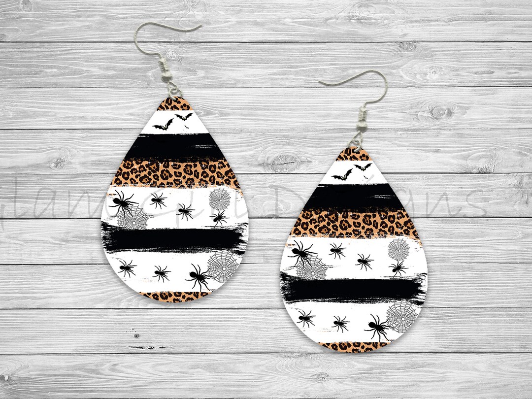 Halloween Spiderweb Brush Strokes Sublimation Earring Designs Template ...