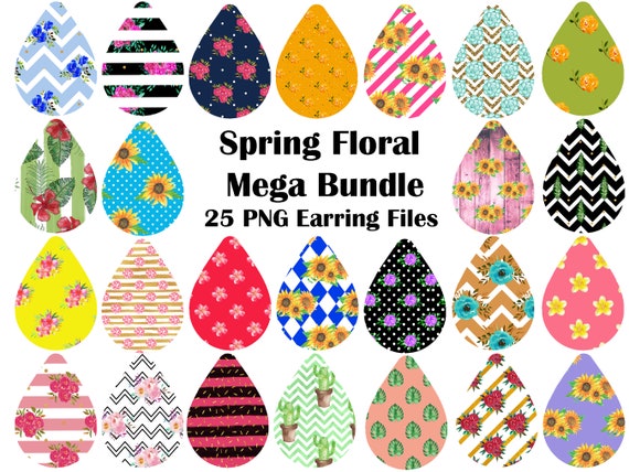 25 Spring Floral Mega Bundle Sublimation Earring Designs - Etsy