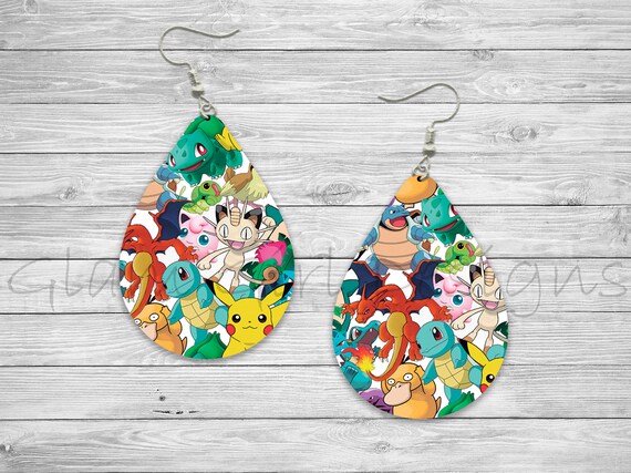 Pokémon Sublimation Earring Designs Template PNG Instant | Etsy