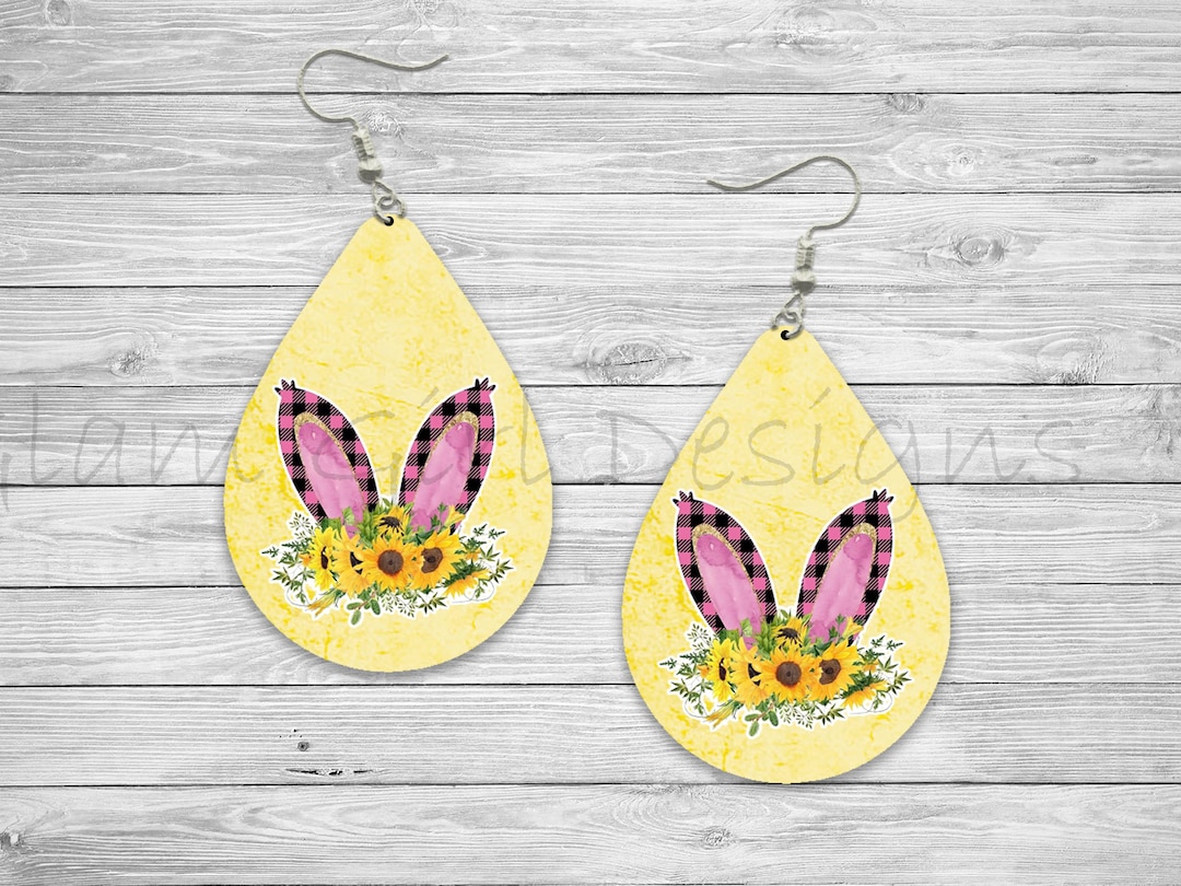 Easter Bunny Ears Digital Earring Designs Template PNG, Instant Digital ...