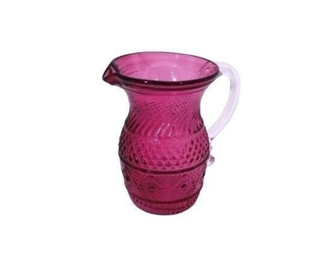 Vintage Pilgrim Glass Cranberry Glass Pitcher With Tag Hand Blown Glass ...