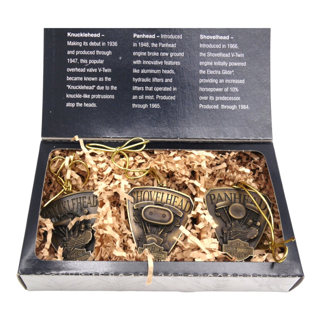 Harley Davidson Ornaments Hang Some Heavy Metal Set of 3 Engines Brass ...