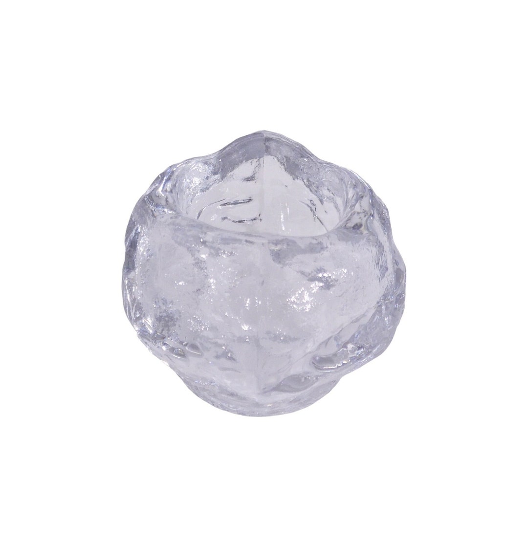 Vintage Ice Snowball Crystal Heavy Glass Candle Holder 2.5” Votive ...
