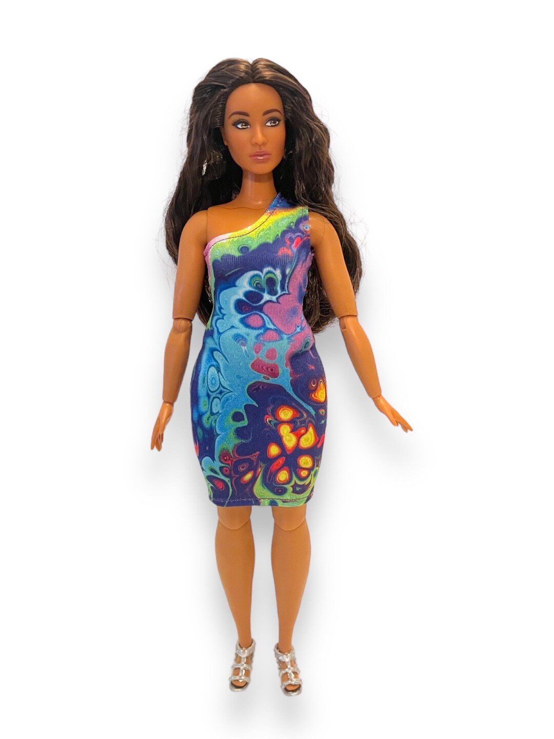 One-shoulder Stretch Dress for 11.5” Realistic Curvy Doll - Etsy
